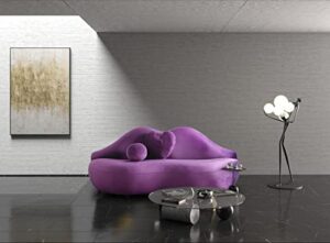 nwf lips modern velvet lip shape sofa 80'' wide low to ground kiss couch medium firm contemporary design for living room (purple)