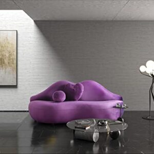 NWF Lips Modern Velvet Lip Shape Sofa 80'' Wide Low to Ground Kiss Couch Medium Firm Contemporary Design for Living Room (Purple)