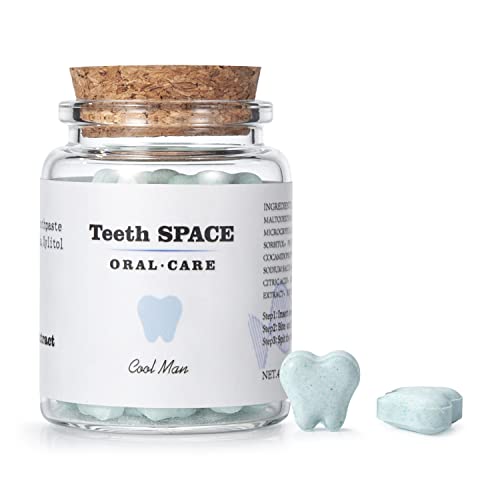 TeethSPACE Eco Friendly Travel Size Toothpaste Tablets,Teeth Whitening&Fresh Breath,Natural Blueberry Flavor,Fluoride Free,TSA Compliant,Plastic-Free,65 Tablets