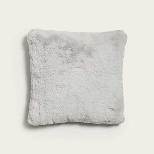 UnHide Squish - Faux Fur Pillow - Extra Soft Throw Pillow - Square Shaped Pillow, Polyester Fill - Machine Washable - Perfect for Living Room, Bedroom, or Guest Room - 20” x 20” - Silver Lynx