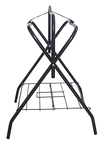 AJ Tack Freestanding Portable Horse Saddle Rack with Black Western Saddle Cover