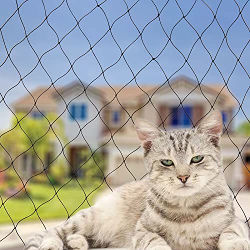 Cat Balcony Net 10 x 30 Feet Cat Netting Safety Netting Anti-Fall Netting Dog Fence Nets Nylon Deck Netting Pet Mesh Fence Child Safety Screen Protection for Balcony Window Stairs Railing