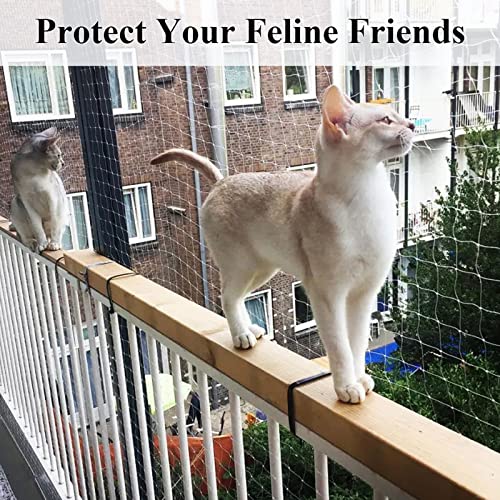 Cat Balcony Net 10 x 30 Feet Cat Netting Safety Netting Anti-Fall Netting Dog Fence Nets Nylon Deck Netting Pet Mesh Fence Child Safety Screen Protection for Balcony Window Stairs Railing