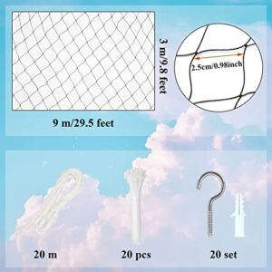 Cat Balcony Net 10 x 30 Feet Cat Netting Safety Netting Anti-Fall Netting Dog Fence Nets Nylon Deck Netting Pet Mesh Fence Child Safety Screen Protection for Balcony Window Stairs Railing