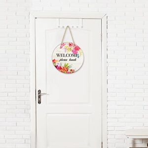 Capaniel Double-Side Meeting Do Not Disturb Door Sign- 12" Welcome Please Knock Hanging Decorative Wood Sign In a Meeting Sign for Office Door Meeting Room Home Study, Law Firms, Hotels