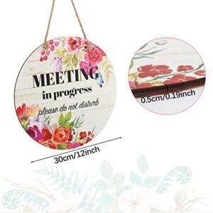 Capaniel Double-Side Meeting Do Not Disturb Door Sign- 12" Welcome Please Knock Hanging Decorative Wood Sign In a Meeting Sign for Office Door Meeting Room Home Study, Law Firms, Hotels