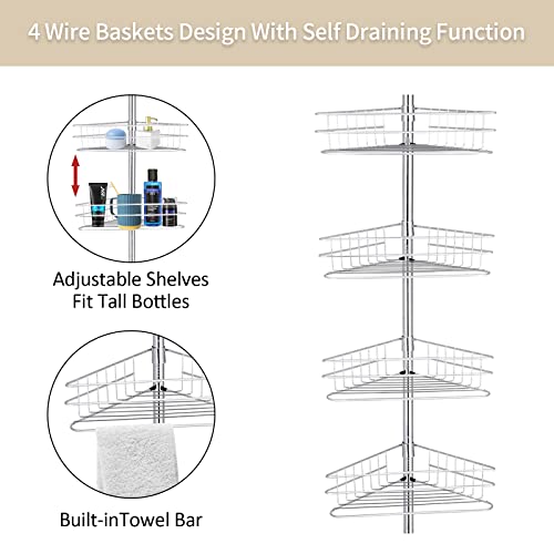 LiangDong Shower Caddy Corner Organizer for Bathroom, Bathtub Rustproof Storage Holder for Shampoo and Other Bath Accessories,