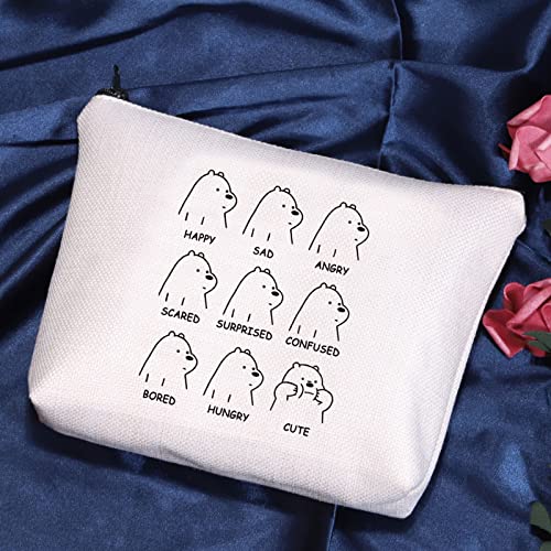 POFULL Ice Bear Moods Gift Bare Bears Lover Gift Animal Bear Cosmetic Bag Polar Bear Gift (HAPPY SAD ANGRY bag)