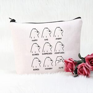 POFULL Ice Bear Moods Gift Bare Bears Lover Gift Animal Bear Cosmetic Bag Polar Bear Gift (HAPPY SAD ANGRY bag)