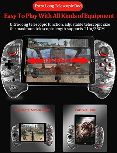 ipega-PG-9083A Wireless 5.0 Smart PUBG Mobile Game Controller Retractable Game Gamepad for iOS(iOS 11-13.3)/Android Mobile Smartphone Tablet, for Samsung Galaxy S22/S21+ /S20+5G/Note 20 Note 10/A53 5G