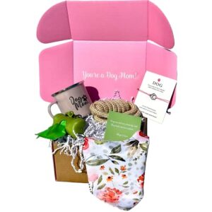 dog mom gifts for women - adorable gift box for dog lovers congratulate a dog mom gift basket - 6 gifts included - dog birthday present - puppy gifts for new dog owner