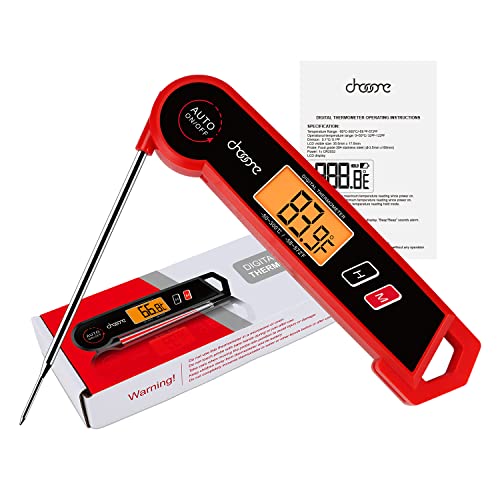 Chooone Waterproof Instant Read Meat Thermometer with Probe, Meat Temperature Thermometer with Backlight & Calibration, Digital Cooking Food Meat Candy Thermometer for Grill Candy Kitchen BBQ Smoker