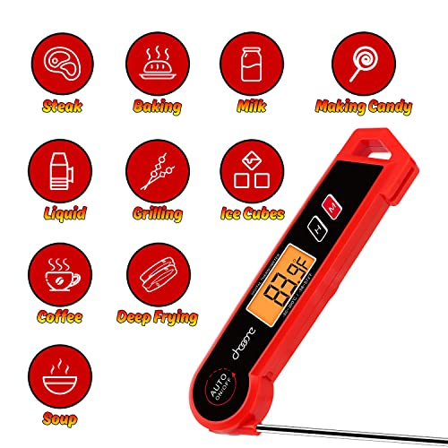 Chooone Waterproof Instant Read Meat Thermometer with Probe, Meat Temperature Thermometer with Backlight & Calibration, Digital Cooking Food Meat Candy Thermometer for Grill Candy Kitchen BBQ Smoker