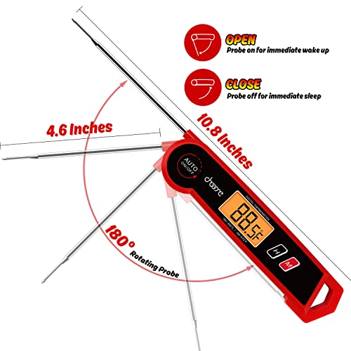 Chooone Waterproof Instant Read Meat Thermometer with Probe, Meat Temperature Thermometer with Backlight & Calibration, Digital Cooking Food Meat Candy Thermometer for Grill Candy Kitchen BBQ Smoker