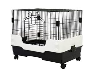 26" rabbit cage carry with pull out tray and caster size: l25 xw17 xh21 (black)