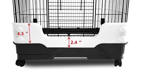 26" Rabbit Cage Carry with Pull Out Tray and Caster Size: L25 XW17 XH21 (Black)