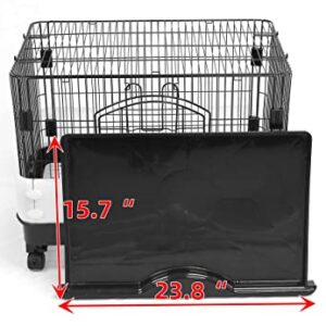 26" Rabbit Cage Carry with Pull Out Tray and Caster Size: L25 XW17 XH21 (Black)