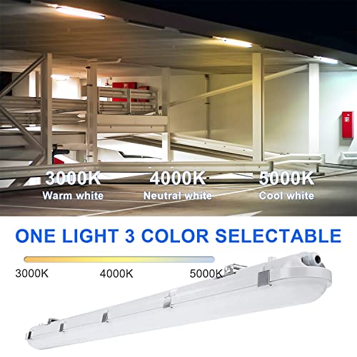 4FT LED Vapor Tight Light,40W-50W-60W Selectable 7800LM Vapor Proof Light 3CCT 3000K-4000K-5000K Tunable, Indoor Workshop Light, IP66 DLC ETL Approved for Cold Room, Car Wash, Parking Garage (12-Pack)