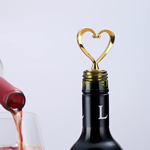 Kyraton Zinc Alloy Wine Stopper Bottle Stoppers 2 Pack, Heavy Duty Reusable Love Design Heart Shape Wine Saver Wine Stopper For Gifts for Kitchen Bar Decor Keeps Wine Fresh