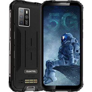 5g rugged smartphone unlocked oukitel wp10, mediatek dimensity 800 chipset with 8000mah battery,8gb+128gb,6.67'' fhd screen, 48mp quad rear camera,support 4k video,dual sim,nfc, gps, light black