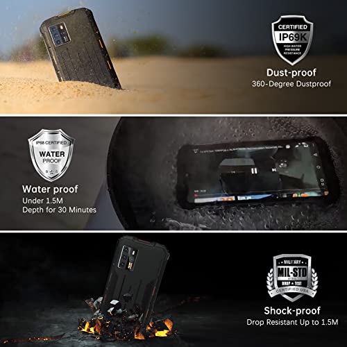 5G Rugged Smartphone Unlocked OUKITEL WP10, MediaTek Dimensity 800 Chipset with 8000mAh Battery,8GB+128GB,6.67'' FHD Screen, 48MP Quad Rear Camera,Support 4K Video,Dual SIM,NFC, GPS, Light Black