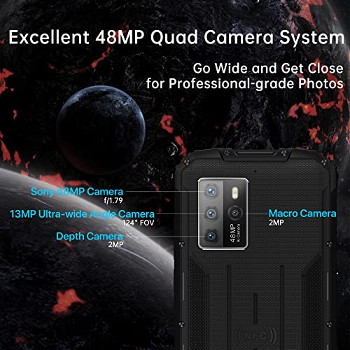 5G Rugged Smartphone Unlocked OUKITEL WP10, MediaTek Dimensity 800 Chipset with 8000mAh Battery,8GB+128GB,6.67'' FHD Screen, 48MP Quad Rear Camera,Support 4K Video,Dual SIM,NFC, GPS, Light Black