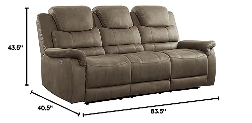 Lexicon Saffold Power Double Reclining Sofa, Brown