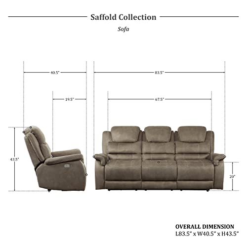 Lexicon Saffold Power Double Reclining Sofa, Brown