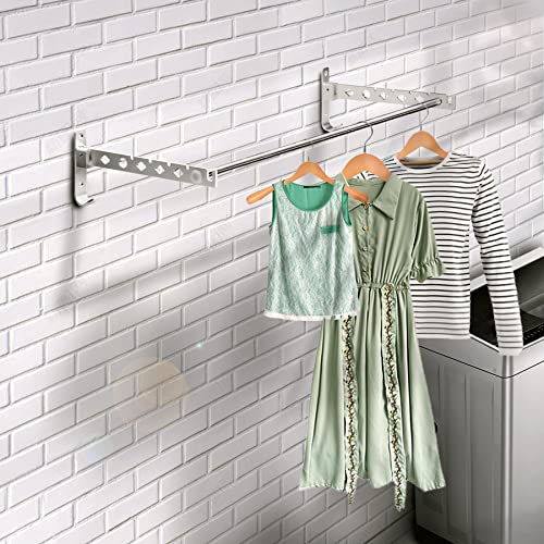 Clothes Drying Rack Folding Indoor Hanger for Laundry Washroom,Clothing Dryer Rack Outdoor,Foldable Wall Mount Collapsible Design,Wall Mounted Clothes Rack Like Retractable Hidden Saving Space Closet