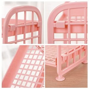 FreSheep Cosmetic Storage Holder, 2-Tier Multi-functional Plastic Shelf Makeup Organizer for Office Kitchen Bedroom Bathroom Home, Pink