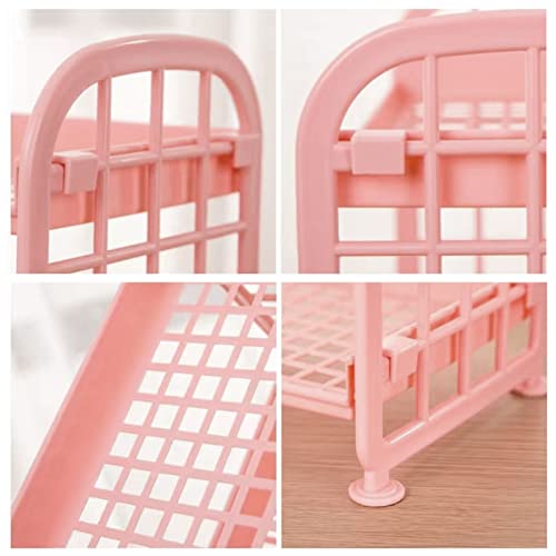 FreSheep Cosmetic Storage Holder, 2-Tier Multi-functional Plastic Shelf Makeup Organizer for Office Kitchen Bedroom Bathroom Home, Pink