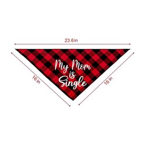 Family Kitchen My Mom is Single Funny Red Plaid Triangle Pet Dog Bandana, Photo Prop Pet Scarf for Pet Owner Lover Gift