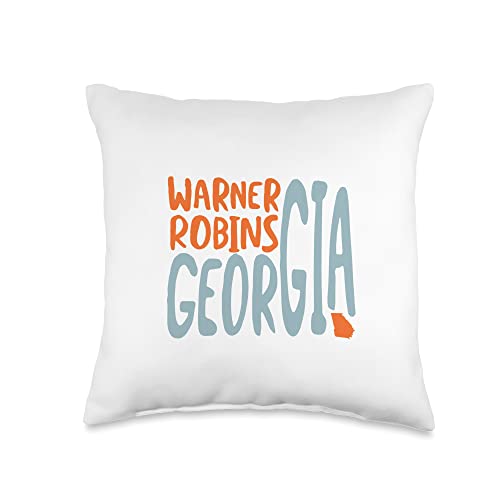 Whyitsme Design Warner Robins Georgia, GA Souvenir Throw Pillow, 16x16, Multicolor