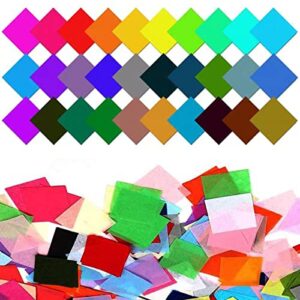 7200pcs tissue paper squares, 30 assorted colors craft tissue paper, 1in art rainbow tissue paper tissue mosaic squares for arts crafts scrapbooking classroom activities