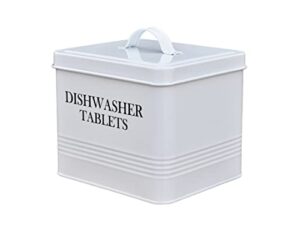 metal dishwasher detergent pods containers -white dish washer tablets with lid for kitchen decor and accessories