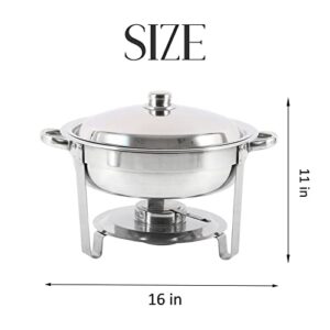 Restlrious 2 Packs Round Chafing Dishes Stainless Steel Chafers and Buffet Warmers Sets w/Water Pan, Food Pan, Fuel Holder and Lid 5 QT