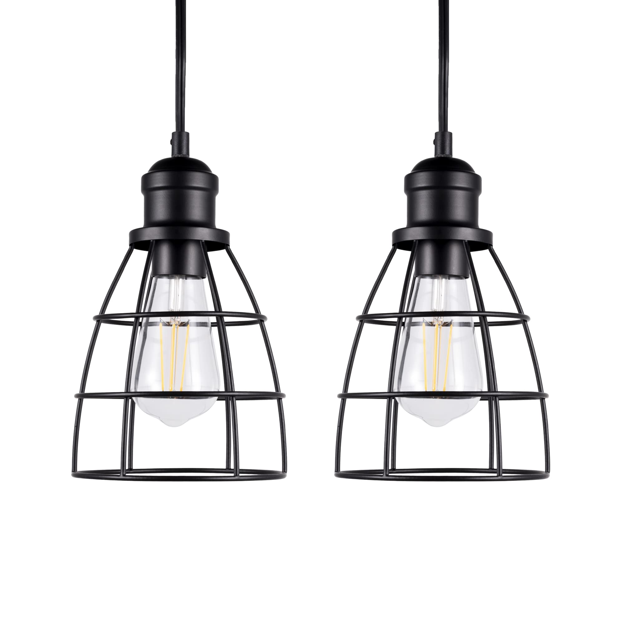 LIT-PaTH Plug in Pendant Lighting, Hanging Light Kits with ON/Off Switch, 15 Feet Cord, Bulbs Not Included, Black, 2-Pack