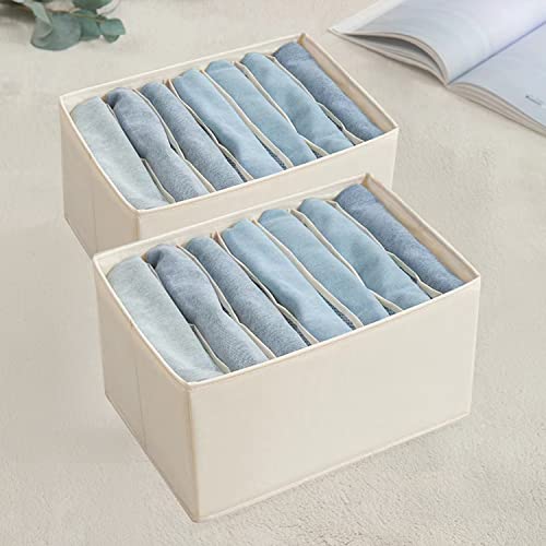 Resdenio Drawer Organizers for Clothing: 2 Pack Upgraded Closet Drawer Dividers Clothes Organizer, Extra Large 7 Grids Foldable Washable Wardrobe Cabinet Storage Box for Jeans, Underwear, Dresses