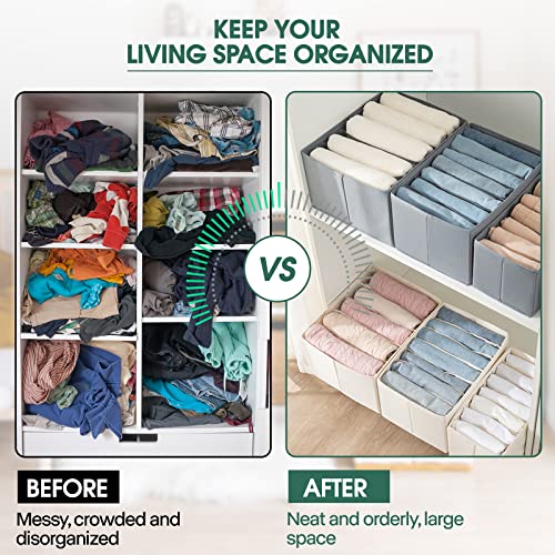 Resdenio Drawer Organizers for Clothing: 2 Pack Upgraded Closet Drawer Dividers Clothes Organizer, Extra Large 7 Grids Foldable Washable Wardrobe Cabinet Storage Box for Jeans, Underwear, Dresses