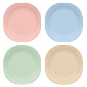 fyy plastic plates (7 inch), reusable bpa free dinner plate dishwasher & microwave safe unbreakable dessert salad plates for home restaurant cafe school picnic, set of 4-4 assorted colors