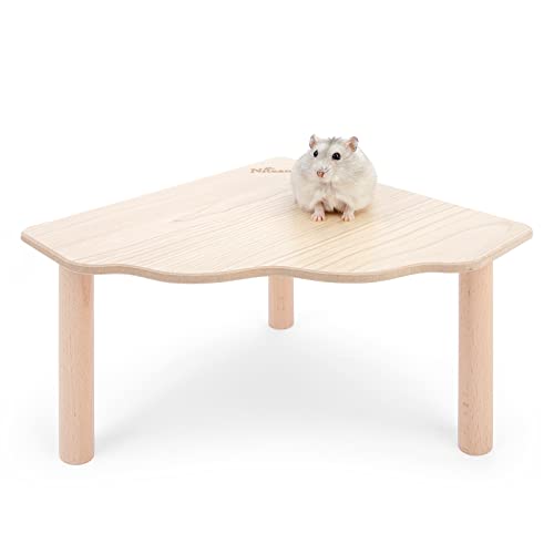 Niteangel Hamster Play Wooden Platform for Dwarf Syrian Hamsters Gerbils Mice Degus or Other Small Pets (Triangle - 5.9'' Height, Burlywood)