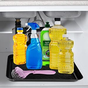 3 Pcs Under Sink Drip Tray, 13.8 * 10.8 Inch Plastic Under the Sink Drip Protector Tray Under the Sink Mat Under Sink Drip Catcher for Kitchen Bathroom or Laundry Room