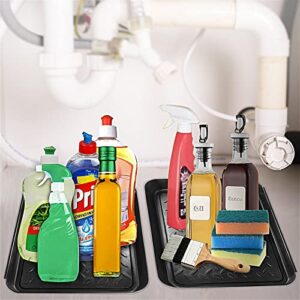 3 Pcs Under Sink Drip Tray, 13.8 * 10.8 Inch Plastic Under the Sink Drip Protector Tray Under the Sink Mat Under Sink Drip Catcher for Kitchen Bathroom or Laundry Room