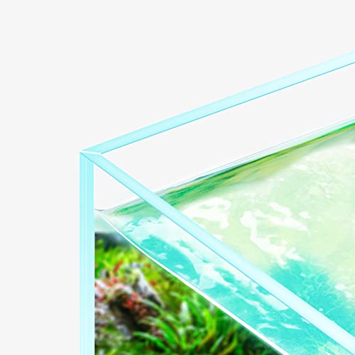 Fzone 7 Gal Rimless Low Iron Fish Tank Nova Clear Ultra-White 45° Mitered Edges Translucent Glass Anata Series Aquarium w/Black Foam Leveling Mat(S30C)