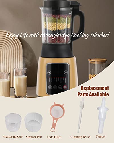 Moongiantgo Professional Cooking Blender for Kitchen Hot Cold with 8 Presets, 59Oz Glass Jar, 58000RPM High Speed Quiet for Smoothie Shake, Khaki 110V