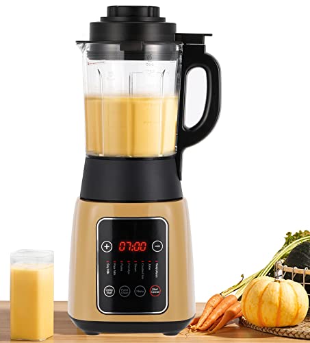 Moongiantgo Professional Cooking Blender for Kitchen Hot Cold with 8 Presets, 59Oz Glass Jar, 58000RPM High Speed Quiet for Smoothie Shake, Khaki 110V