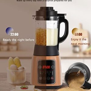 Moongiantgo Professional Cooking Blender for Kitchen Hot Cold with 8 Presets, 59Oz Glass Jar, 58000RPM High Speed Quiet for Smoothie Shake, Khaki 110V