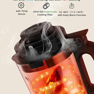 Moongiantgo Professional Cooking Blender for Kitchen Hot Cold with 8 Presets, 59Oz Glass Jar, 58000RPM High Speed Quiet for Smoothie Shake, Khaki 110V