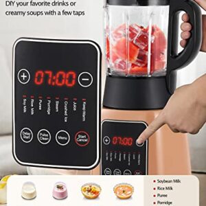 Moongiantgo Professional Cooking Blender for Kitchen Hot Cold with 8 Presets, 59Oz Glass Jar, 58000RPM High Speed Quiet for Smoothie Shake, Khaki 110V