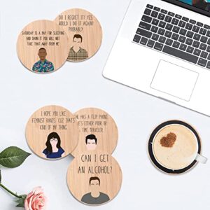 New Girl Bamboo Wood Coasters Set of 6, Funny Novelty Coasters for Drinks Absorbent with Holder